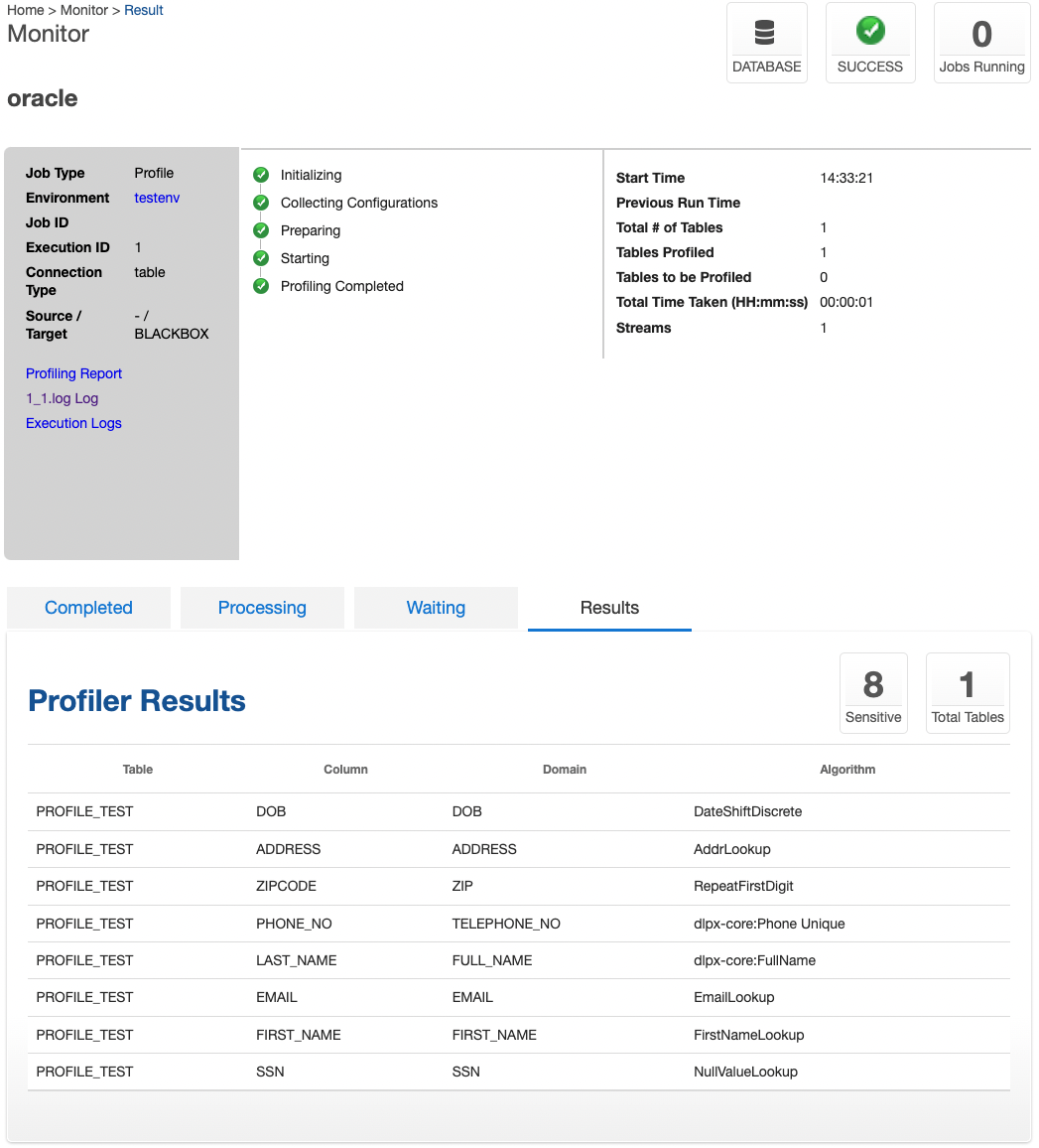 Reporting profiling results