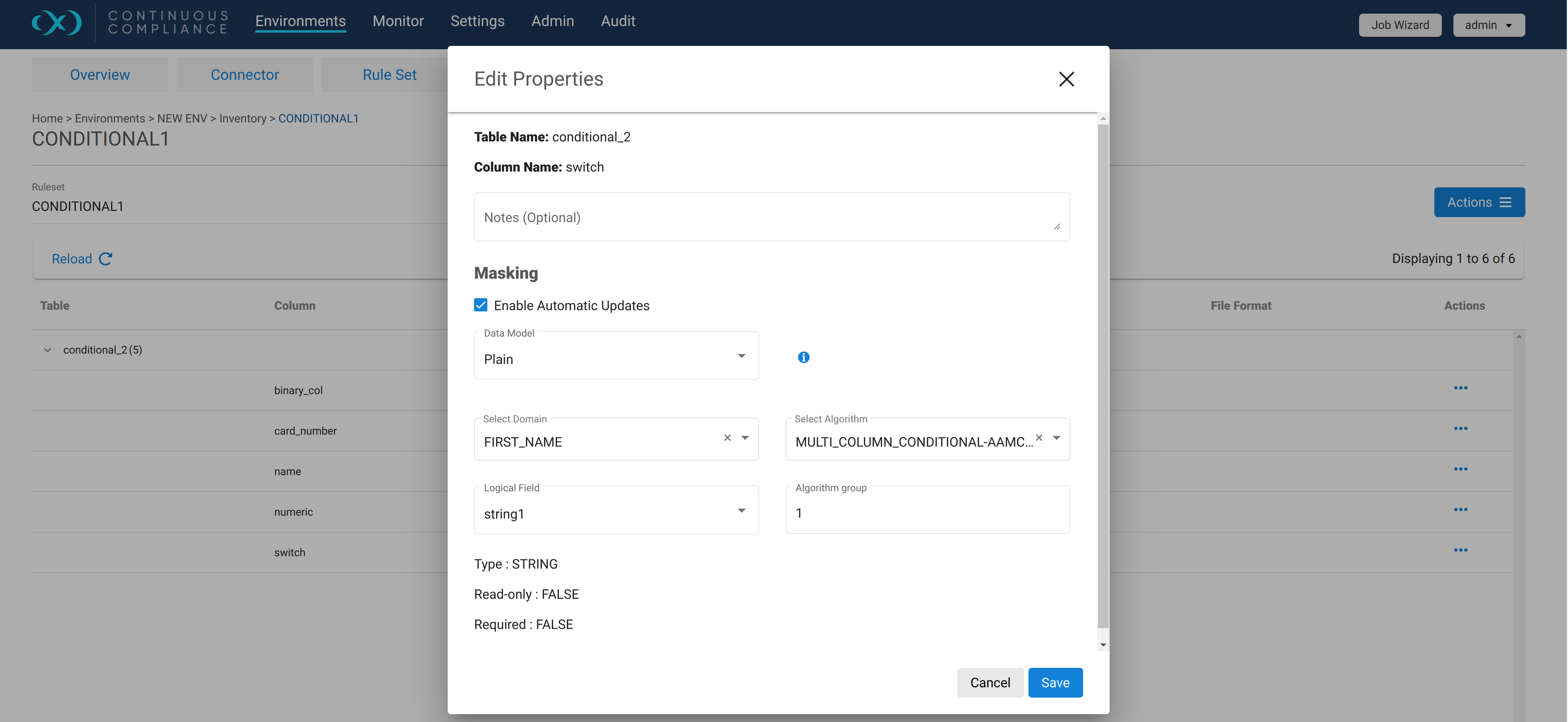 Multi Column Condition (Algorithm frameworks)