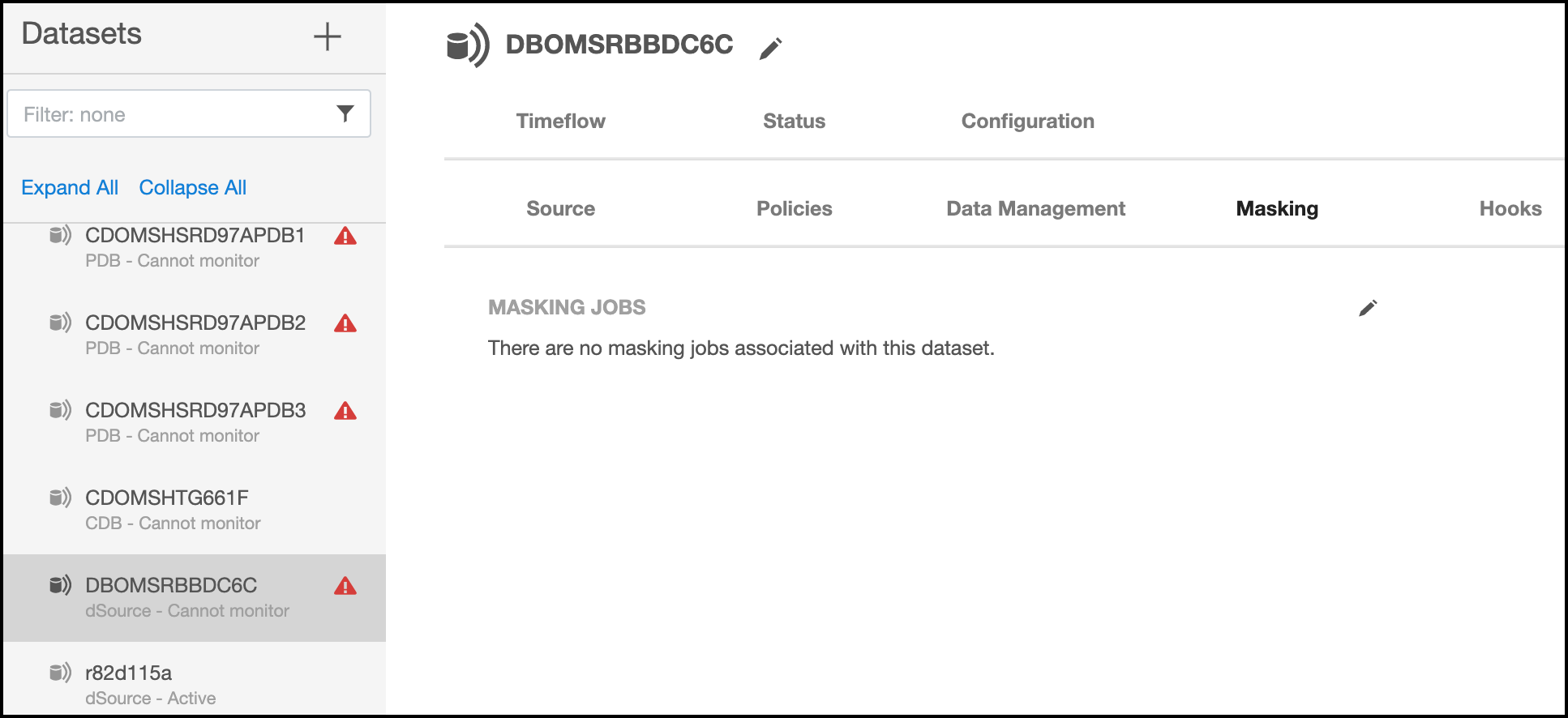 Provision masked VDBs